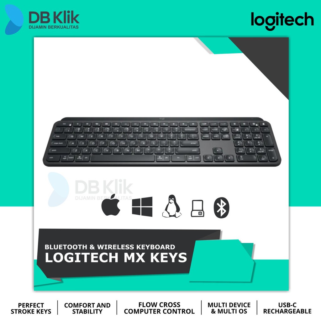 Jual Keyboard Logitech MX Keys Bluetooth & Wireless - Keyboard MX Keys ...