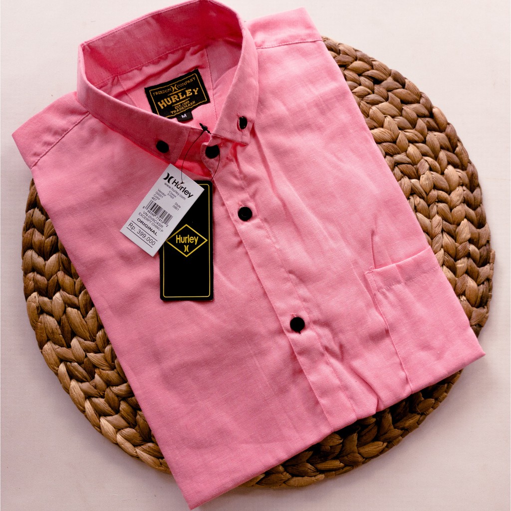 Jual Kemeja Pink Pria Lengan Pendek Casual Cowok | Shopee Indonesia