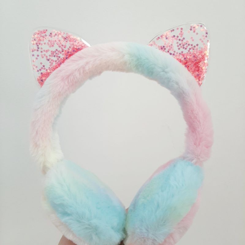 Jual Cat Ear Headdphone with Mic / Headphone bulu desain teliga Kucing ...