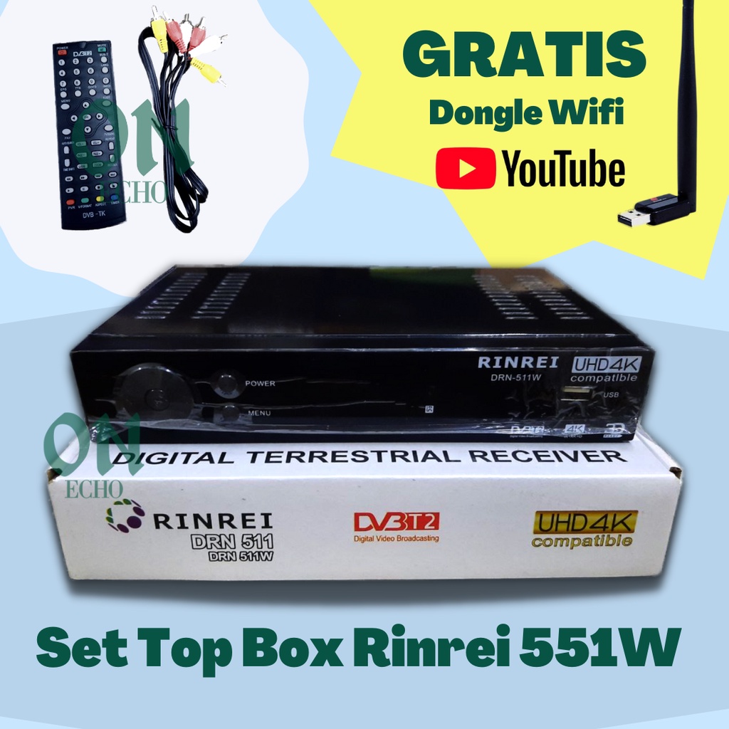 Jual Set Top Box (STB) TV Digital Rinrei DRN 511W DVB T2 (FREE DONGLE) | Shopee Indonesia