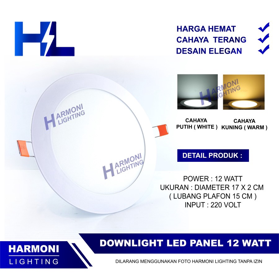 Jual Lampu Downlight LED Panel GARANSI 12W 12 Watt PUTIH Tipis Bulat Inbow | Shopee Indonesia