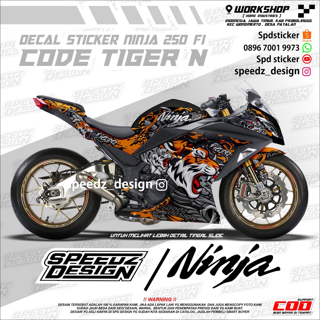 Jual Decal sticker ninja 250 fi tiger/macan full body | Shopee Indonesia