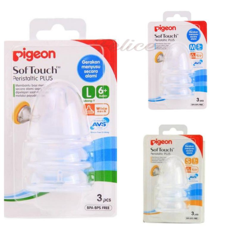 Jual Pigeon Soft Touch Peristaltic Plus Nipple isi 3 Wide Neck || Dot Pigeon Wide Neck | Shopee ...