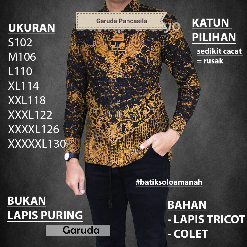 Jual GARUDA PANCASILA Batik Solo Kemeja Batik Pria Panjang Garuda ...