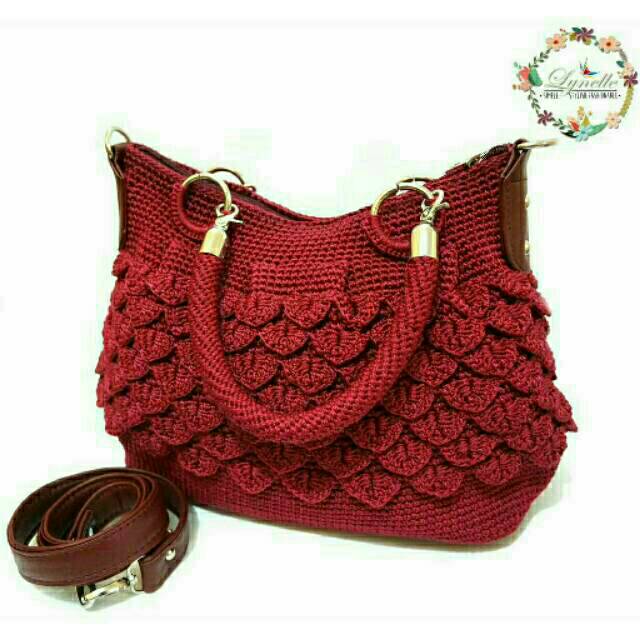 Jual Tas Rajut Sisik Ulir (besi emas/putih tergantung stok) | Shopee ...