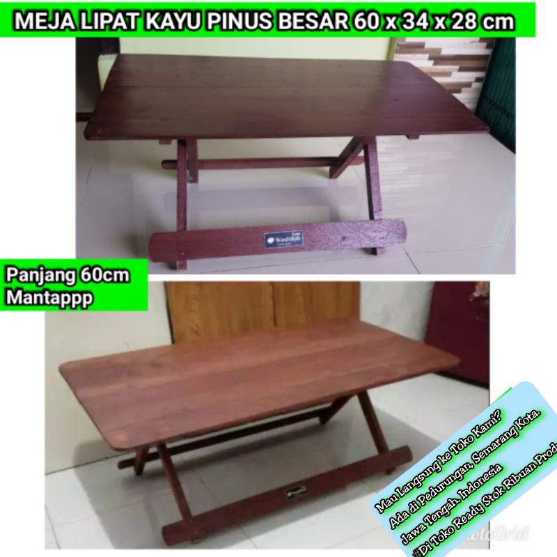Jual Meja Ngaji lipat Besar Meja lesehan dampar pinus panjang 34cm x 60cm x 28cm Kayu Pinus Meja ...