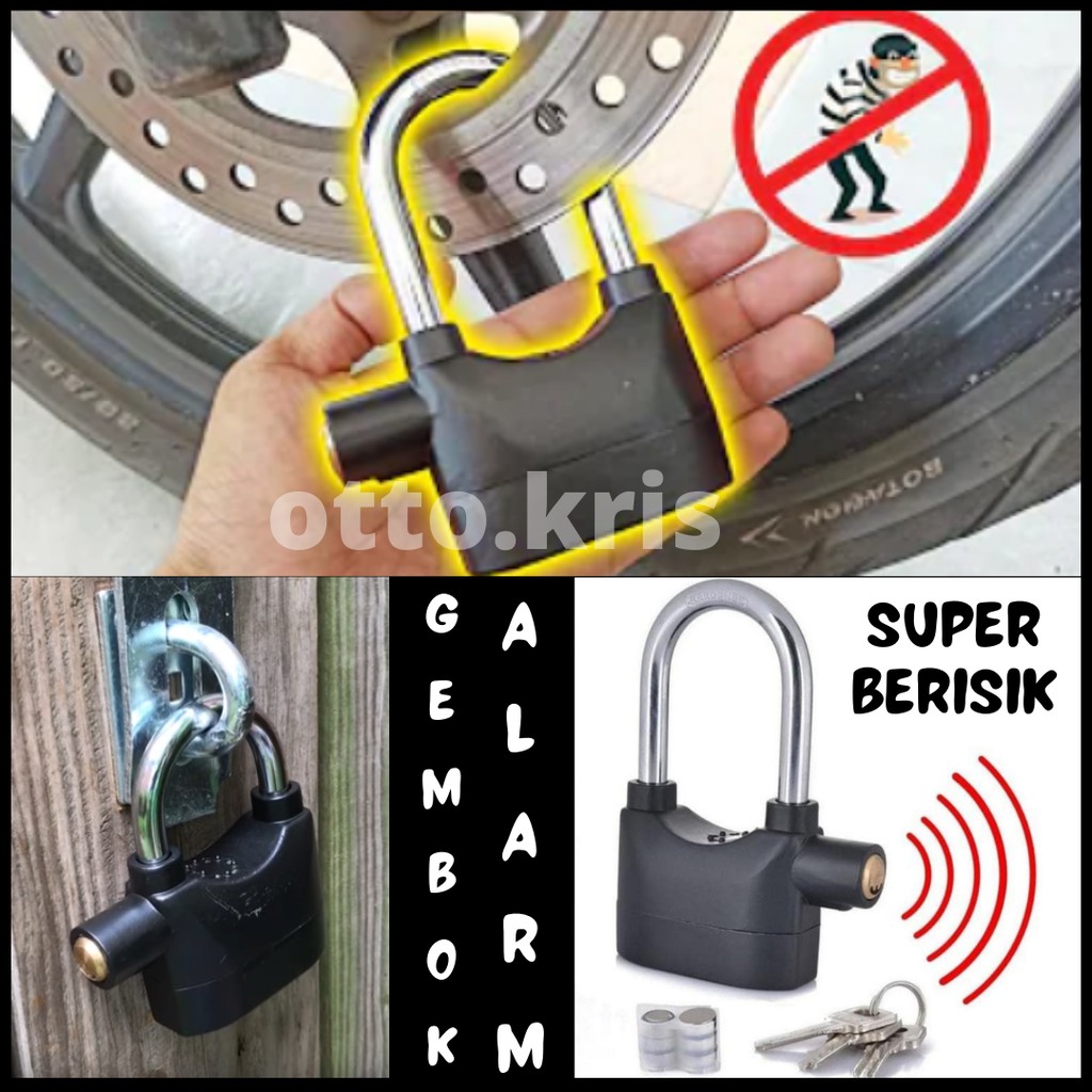 Jual GEMBOK ALARM ANTI MALING, Padlock Panjang FREE BATERAI CADANGAN ...