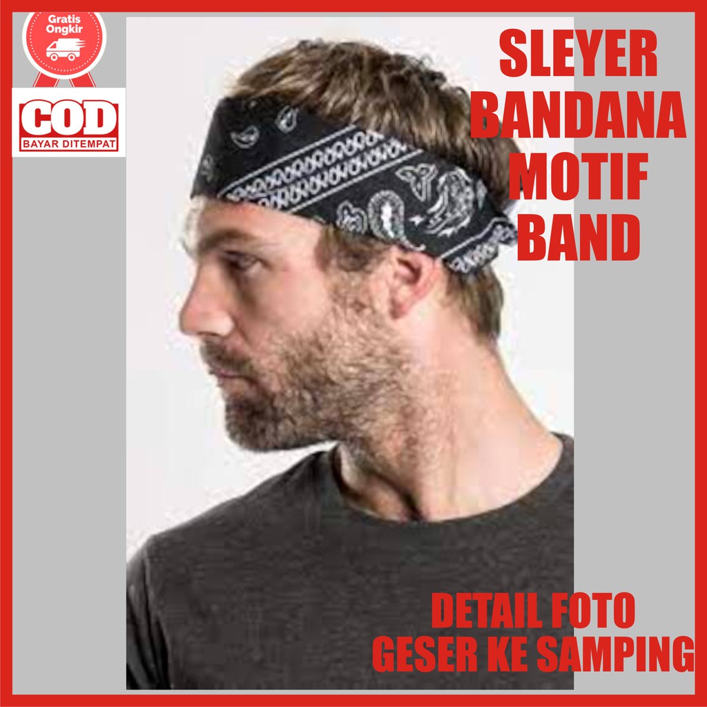 Jual Slayer Bandana Pria Motif Polos Retro Band Tengkorak Hitam ...
