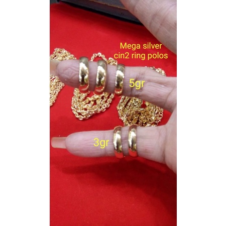 Jual cin2 ring polos/belah rotan silver 925 kuning, berat 2,3,4,5,gr ...