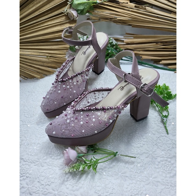 Jual sepatu mauve model alummi payet tali tinggi 9cm | Shopee Indonesia