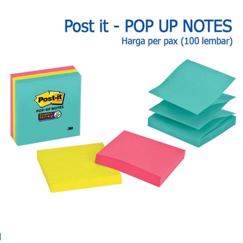 Jual 3M post it refill pop up colours isi 100 lembar ukuran 3" x 3 ...