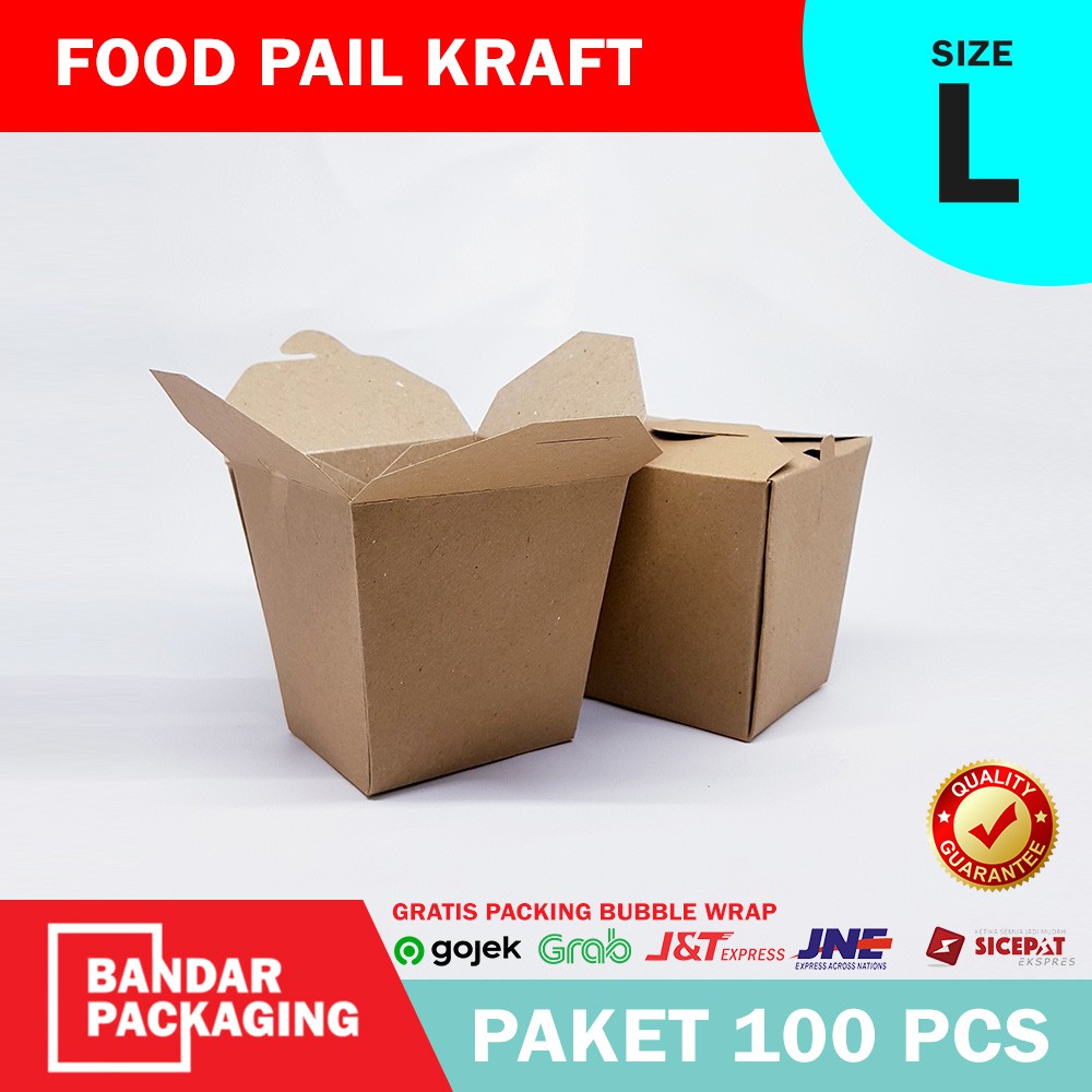 Jual Food Pail Box Craft Ukuran L 100 Pcs Kemasan Dus Rice Box | Shopee ...