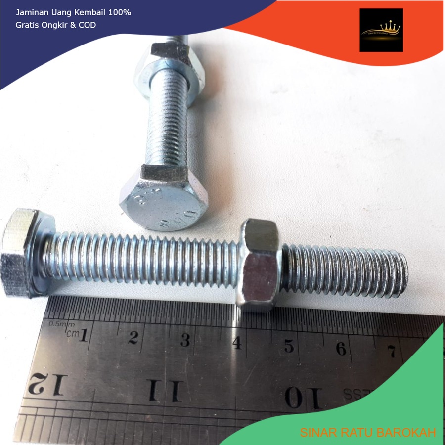 Jual BAUT MUR PUTIH M10 X 70 / BMP M10X70 / BAUT M10X70 PUTIH BMP M10 X 70 KUNCI 17 PANJANG 7CM ...