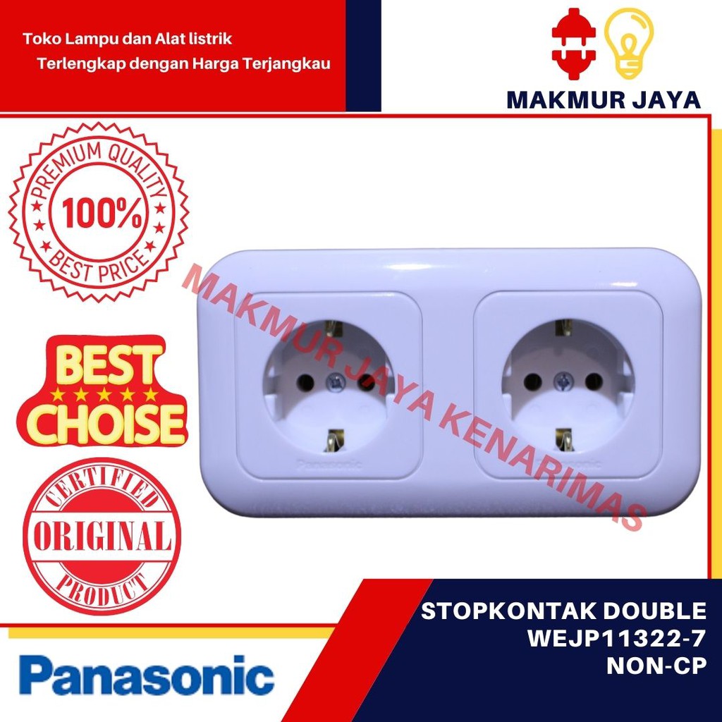 Jual Stopkontak 2 Gang Panasonic WEJP11322-7 IB/Stopkontak 2Lubang ...