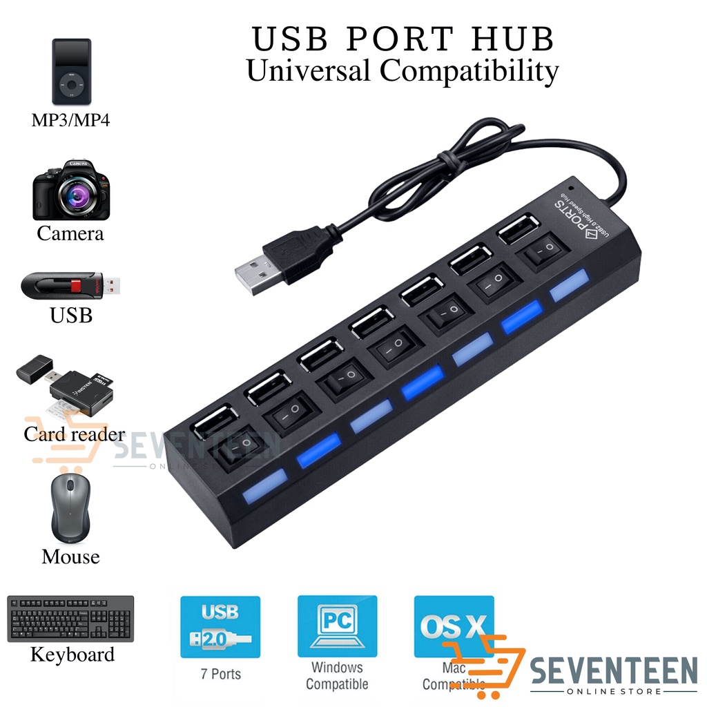 Jual SEVENTEEN SAMBUNGAN USB PORT 4 USB HUB 7 PORT USB HUB KABEL 4 PORT ...