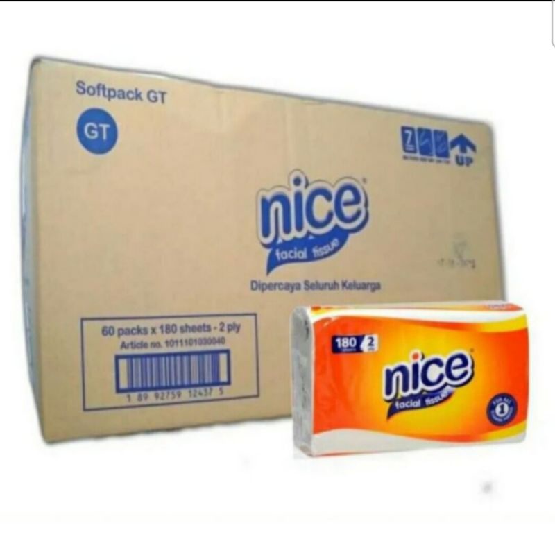 Jual Tissue Nice 180 sheet 2 ply 1 dus | Shopee Indonesia