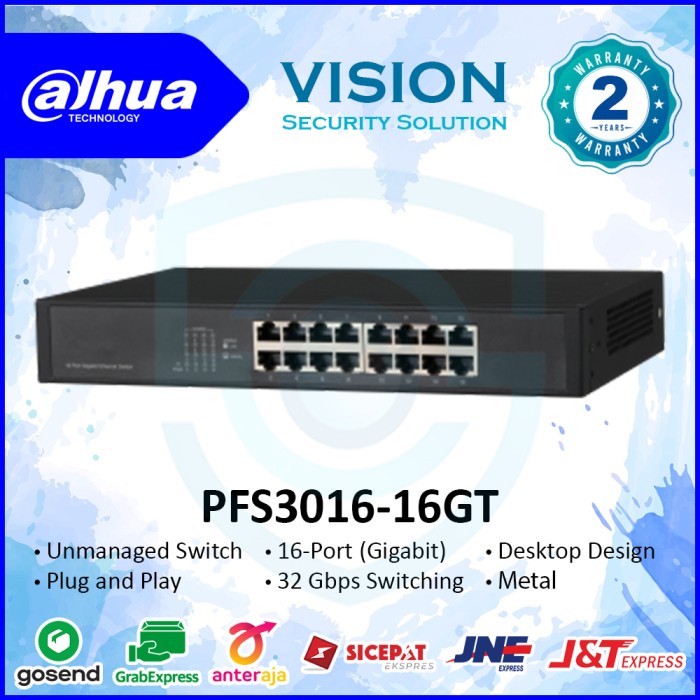 Jual Unmanaged Desktop Switch Dahua 16 Port PFS3016-16GT Gigabit ...