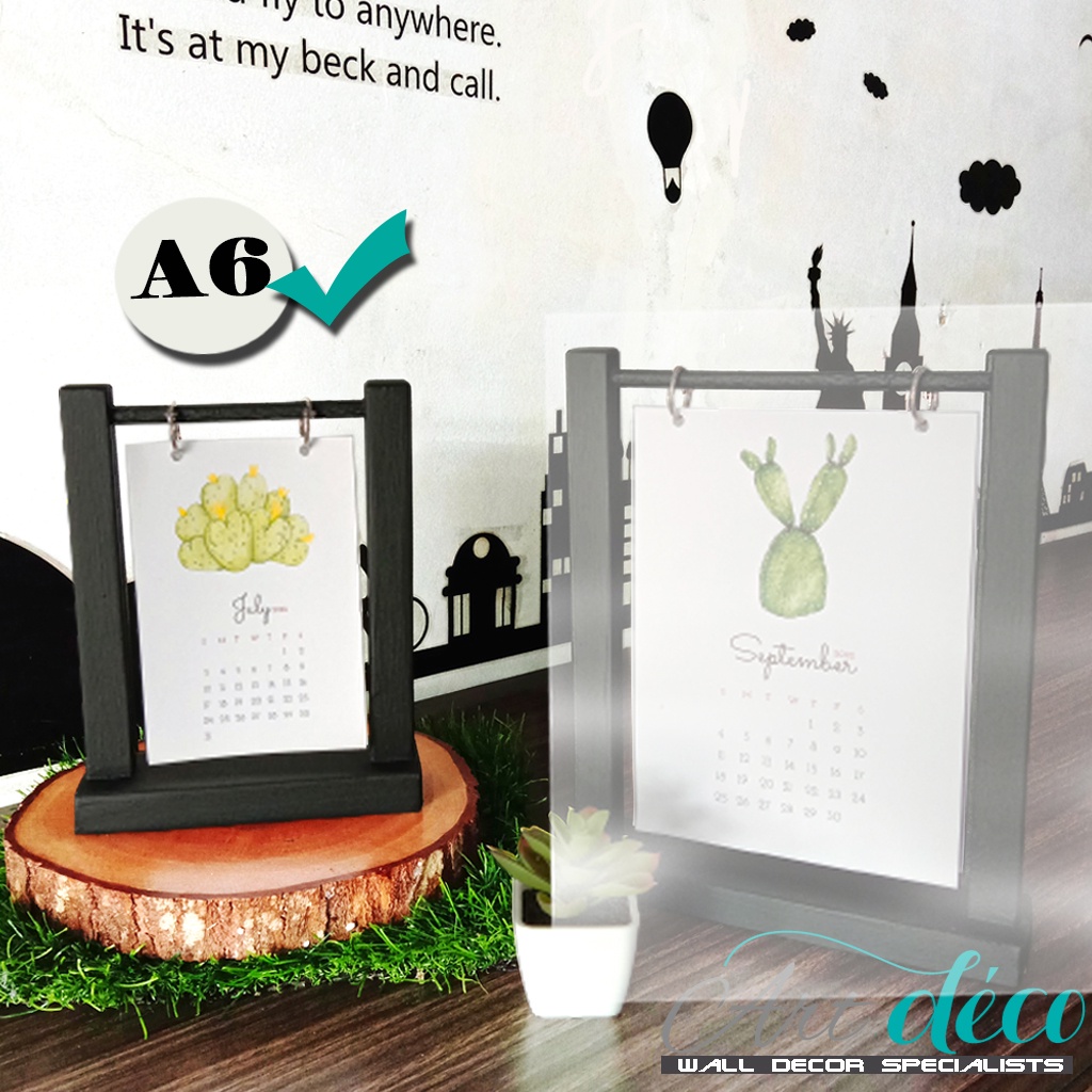 Jual Stand kayu Kalender Meja Aesthetic 2024 model gantung kalender ...