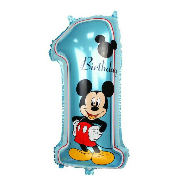 Jual Balon Foil Angka 1 Satu First Happy Birthday Motif Karakter Mickey ...