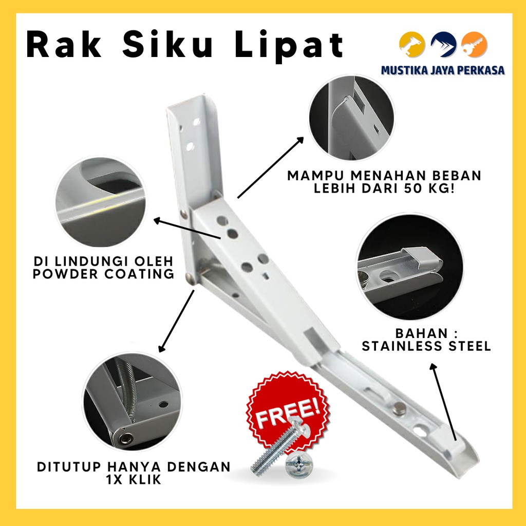 Jual Siku Meja Lipat Dinding Per Engsel Ambalan Rak Melayang Putih ...