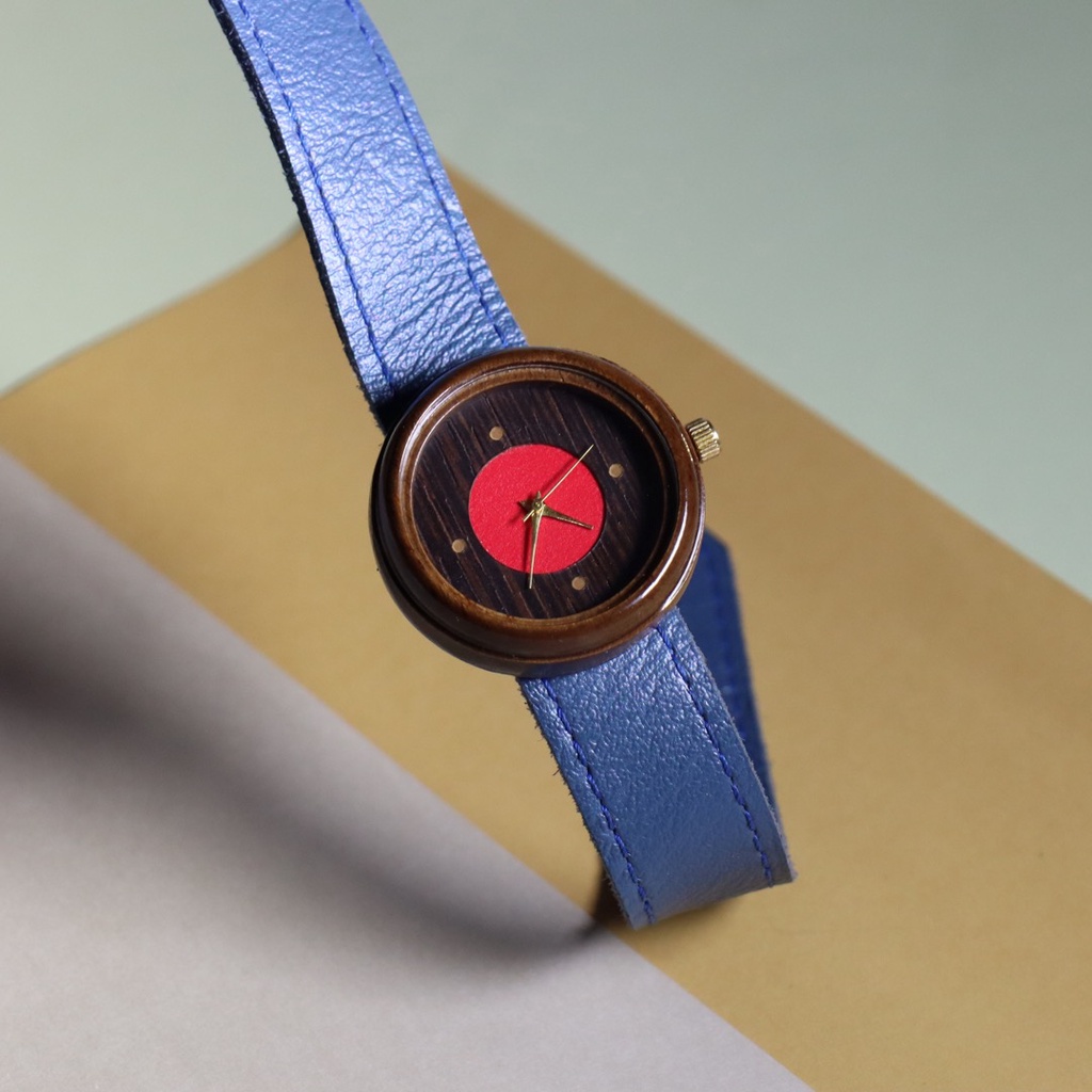 Jual Jam Tangan Kayu Sonokeling Bulat Dial Merah Sono & Light Blue ...
