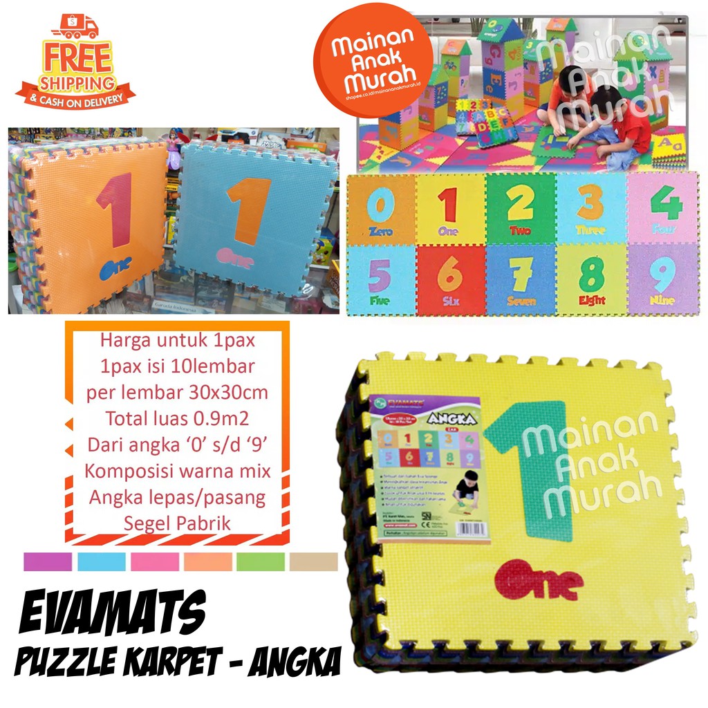 Jual Karpet Puzzle Matras EVAMAT ANGKA Ukuran 30x30 cm EVAMATS Alas ...