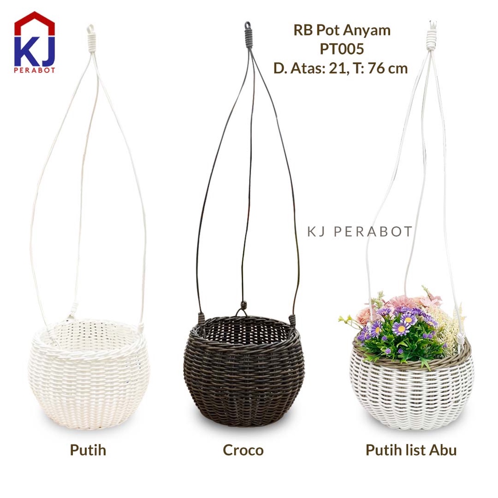 Jual KJ Perabot - Pot Anyam Gantung Rotan Cembung | Shopee Indonesia