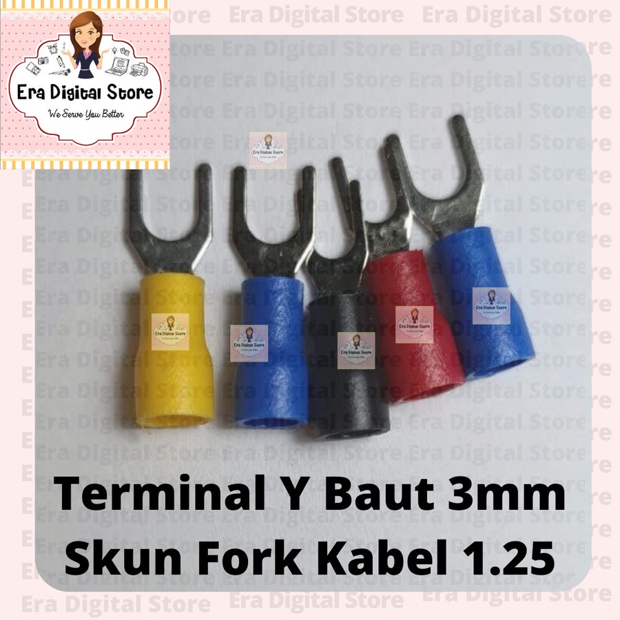 Jual Terminal Y Baut 3mm Skun Fork Kabel 1.25 3 mm | Shopee Indonesia