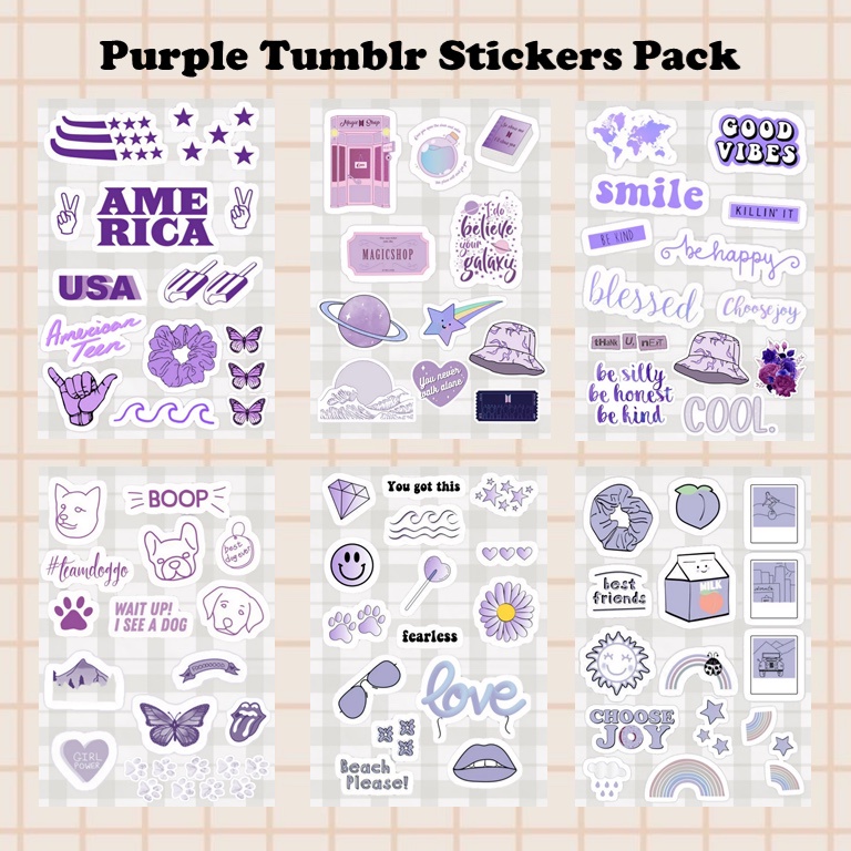 Jual Purple Tumblr Stickers Pack stiker tumblr ungu stiker aesthetic ...