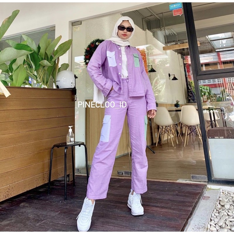 Jual COLOUR BLOCK SET ( KEMEJA + CELANA ) | Shopee Indonesia