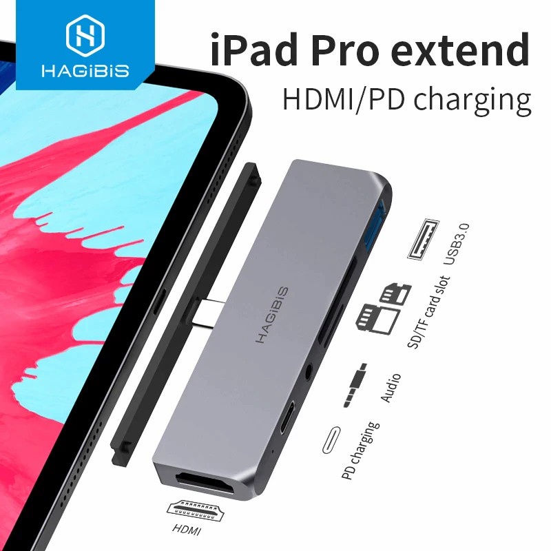 Jual HAGIBIS 6 IN 1 USB C HUB TO HDMI USB 3.0 TYPE C HUB FOR IPAD PRO ...