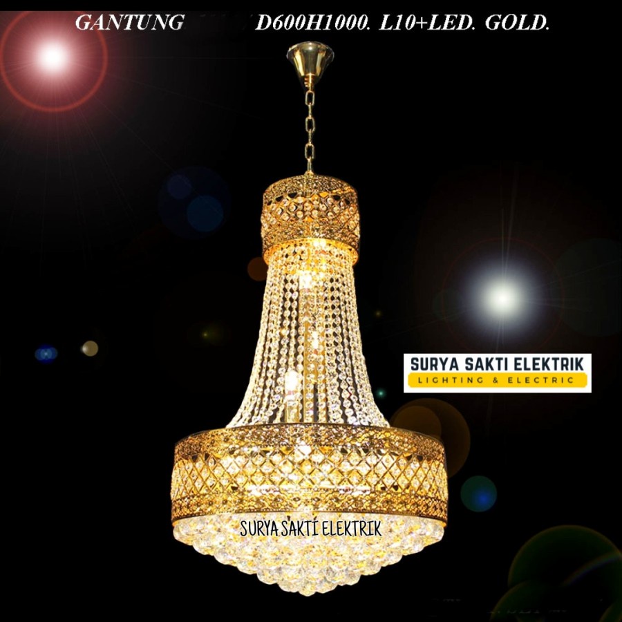 Jual LAMPU GANTUNG KRISTAL EMAS HIAS KLASIK MEWAH BESAR HIAS RUANG TAMU ...