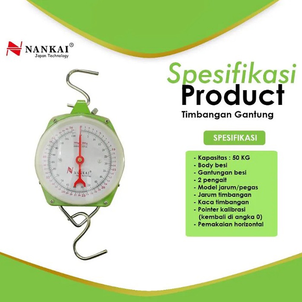 Jual NANKAI 50 KG Timbangan Gantung Manual Jarum Hanging Scale 50kg ...