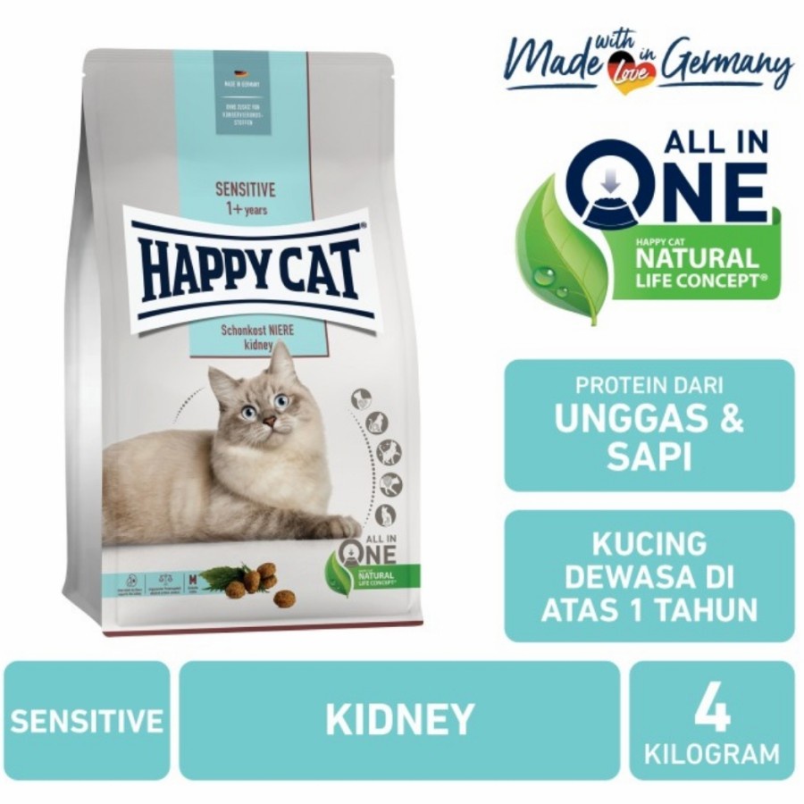Jual HAPPY CAT SENSITIVE KIDNEY 4 KG/ KD SCHONKOST NIERE 4 KG - RENAL ...