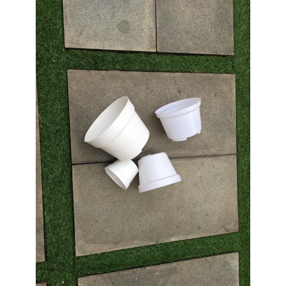 Jual Pot bunga Murah /Pot Tanaman / Pot Plastik PUTIH uk 10,15,17K,17B ...