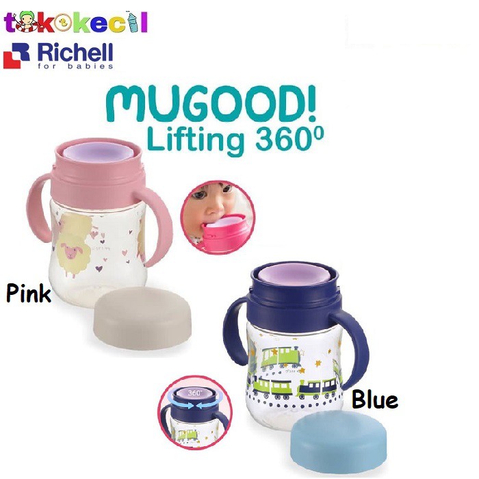 Jual Richell Mugood Full Rotated Drinkable Cup Gelas Minum Bayi Lifting 360 | Shopee Indonesia