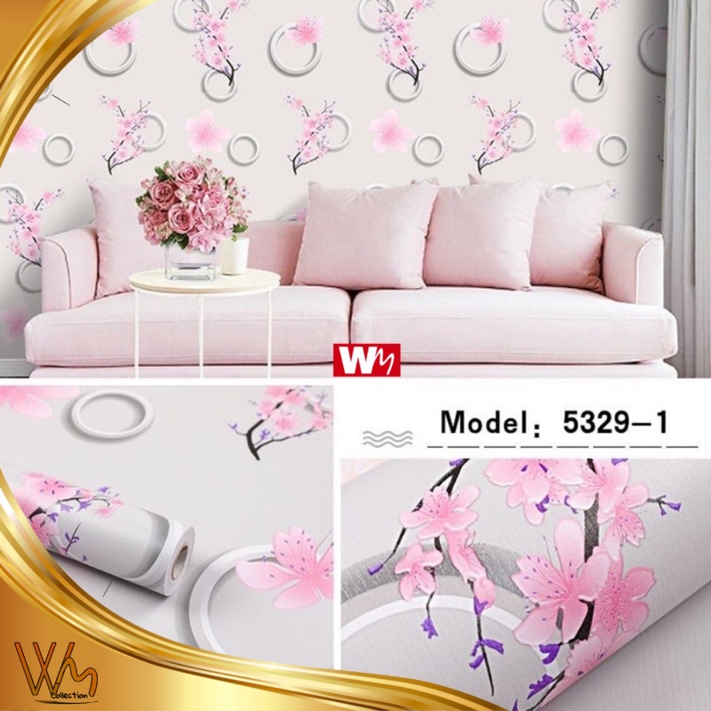 Jual Wallpaper Dinding Sticker Motif 3D Bunga 45cm x 100cm Wallsticker Dinding Motif Bunga ...