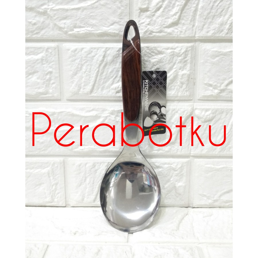 Jual Centong Nasi Stenlis Tebal Gagang Motif Kayu SK02-1 / Sendok Nasi ...
