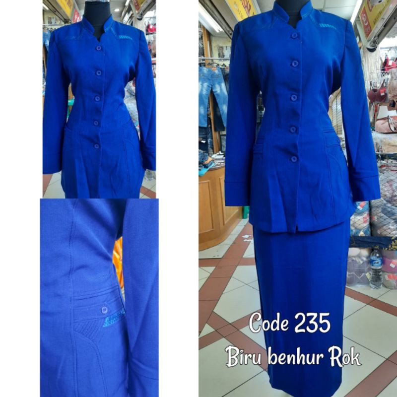 Jual Seragam kantor/seragam biru benhur/blazer azkia | Shopee Indonesia