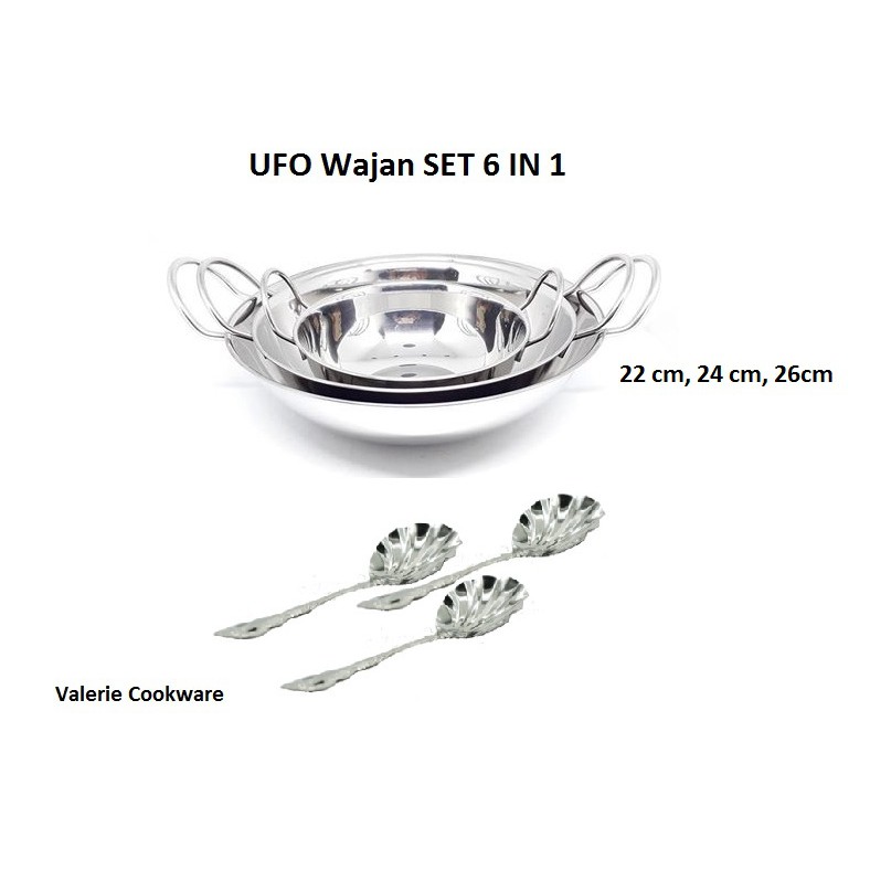Jual UFO Wajan SET - Wajan stainless steel 3 pcs + Sendok Masak 3 pcs ...