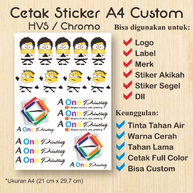 Jual CETAK STIKER CUSTOM A4 | Shopee Indonesia