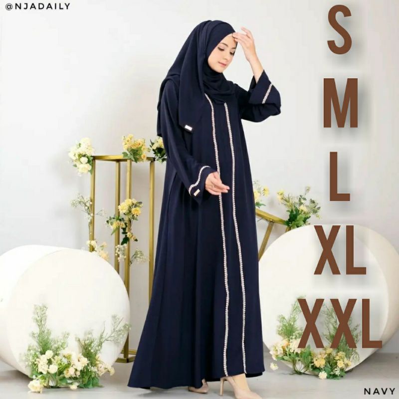 Jual Gamis ABAYA HITAM kekinian 2022 Gamis Renda Putih terbaru Gamis ...