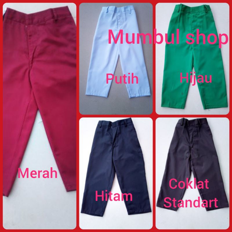 Jual Celana panjang sekolah SD laki SD Seragam sekolah SD MI warna merah putih hijau hitam ...