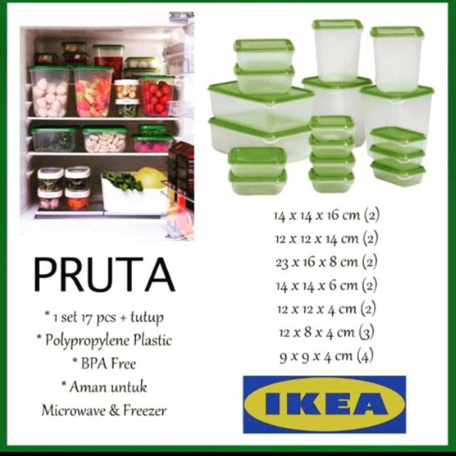Jual IKEA PRUTA FOOD CONTAINER 17 PCS | Shopee Indonesia