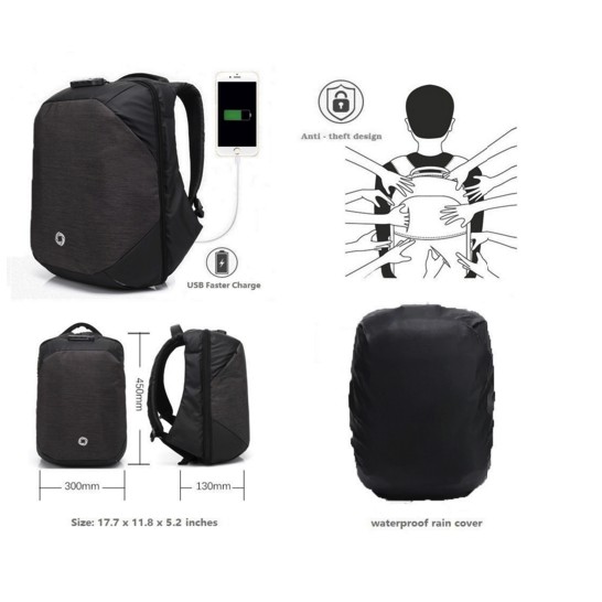 Jual Original Ozuko TSA Lock Men Backpack Anti Theft | Shopee Indonesia