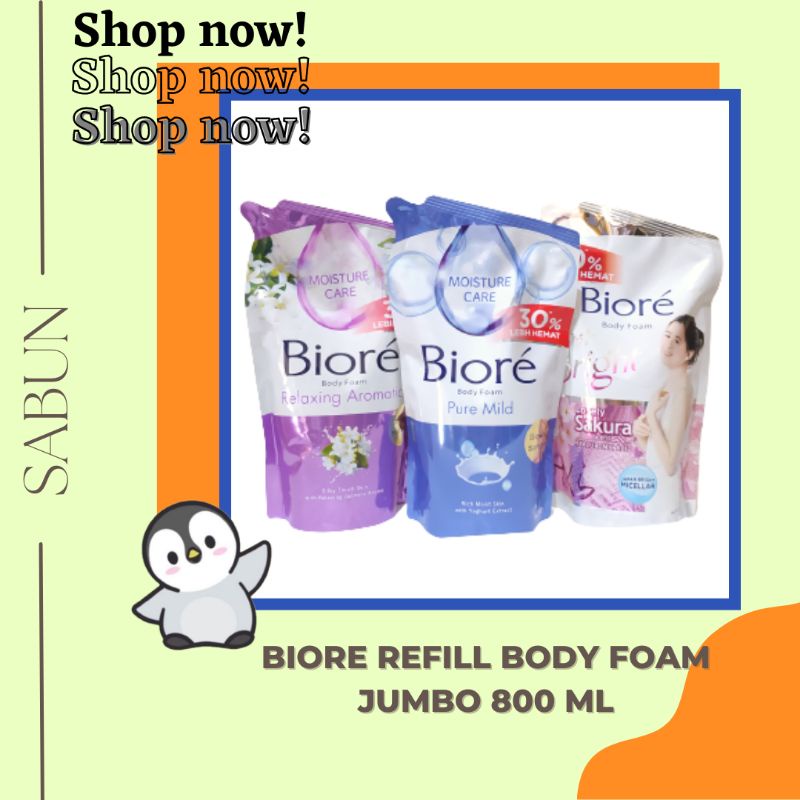 Jual Biore Refill Sabun Cair Pure Mild, Bright Lovely Sakura Scent, Relaxing Aromatic 800ml ...