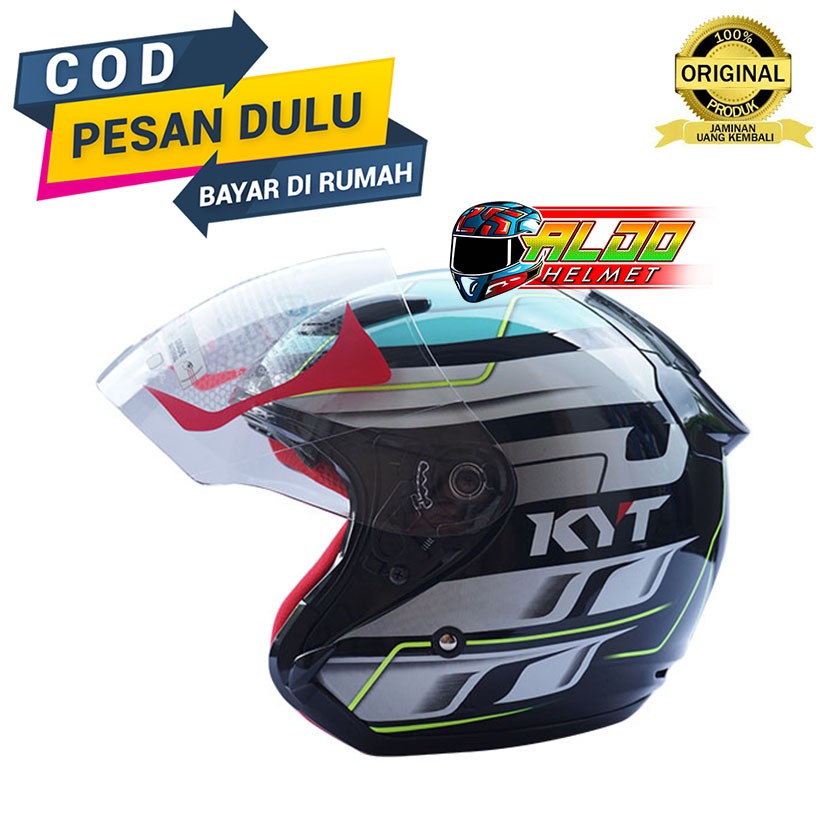 Jual HELM KYT DJ MARU MOTIF #13 BLACK BLUEIS YELLOW | HALF FACE SNI DJ MARU ORIGINAL | Shopee ...