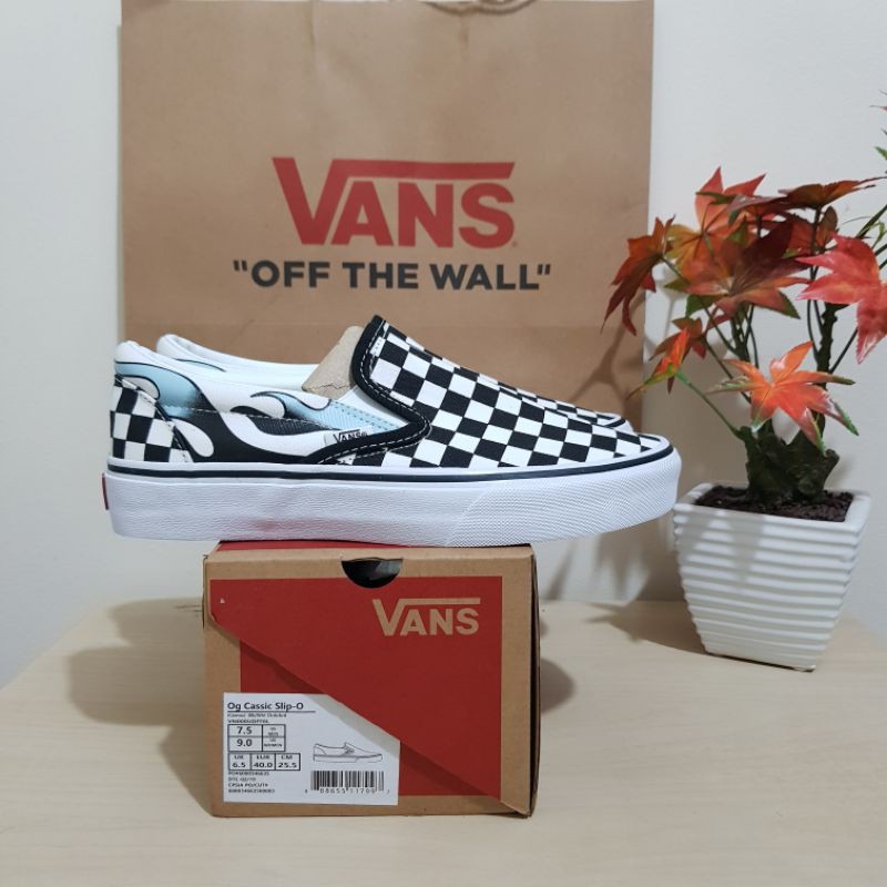 Jual Vans Slip On Checkerboard Flame Black White Original Free Paper ...