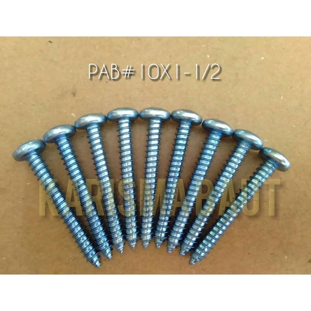 Jual Sekrup PAB #10X1-1/2 /skrup tapping P (obeng +) | Shopee Indonesia