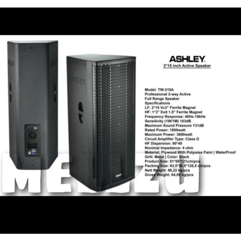 Jual Speaker Aktif Ashley TW 215 A Original 2 x 15 inch TW215A | Shopee ...
